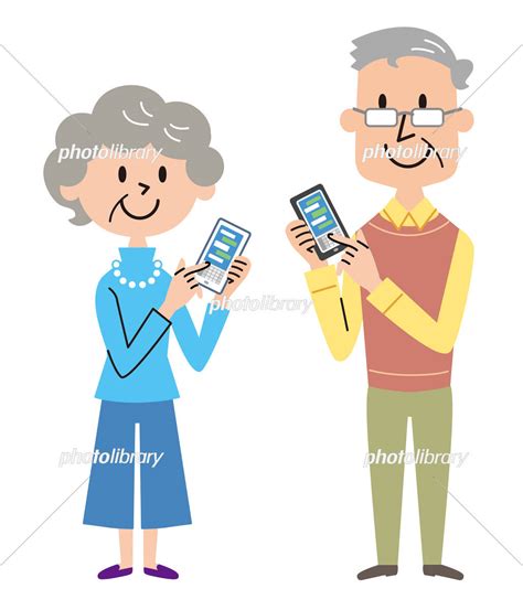 高齢者 スマホ ライン メール イラスト イラスト素材 [ 5916413 ] フォトライブラリー Photolibrary