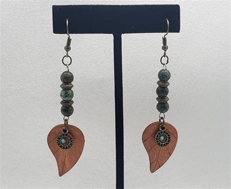 Wood Leaf Earrings 210 Etsy