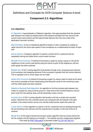 ocr a level computer science definitions teaching resources