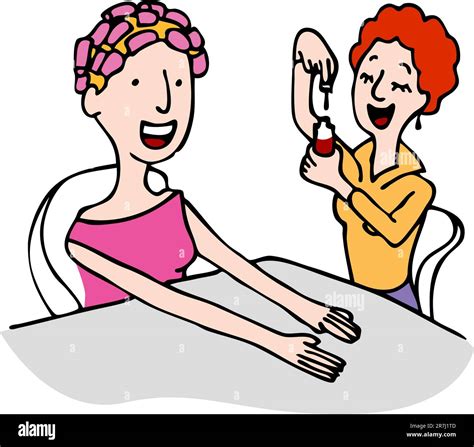 Girl Getting A Manicure Stock Vector Images Alamy