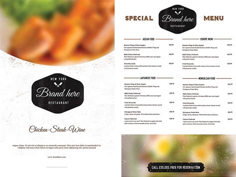 vintage food menu template free download
