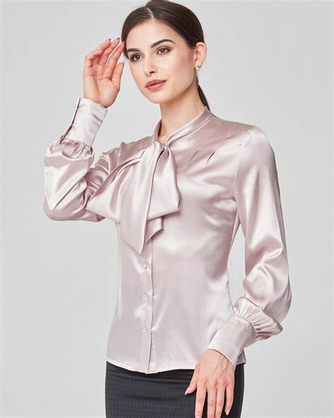 Silk Blouse For Business Trips Satin Top Silk Satin Blue Satin