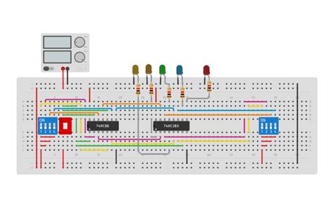 circuit design 4 bit binary adder tinkercad