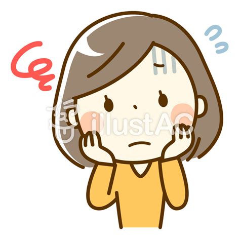 ボブの女性 悩むイラスト No 1270138／無料イラストなら「イラストac」