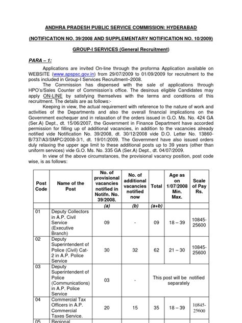 appsc group 1 notification 2008 pdf