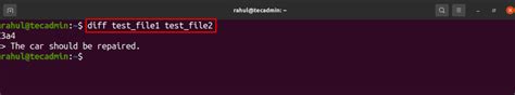 how to compare two files in linux tecadmin