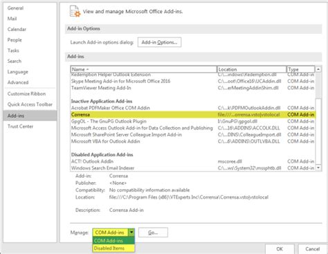 how to enable disabled application add ins in outlook 2010 australian