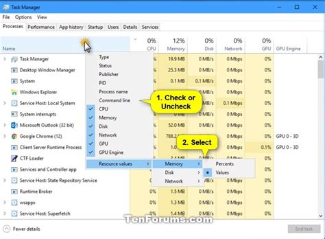 add or remove details in task manager in windows 10 tutorials
