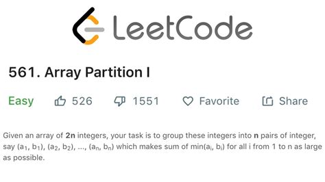 leetcode array partition i solution explained java youtube