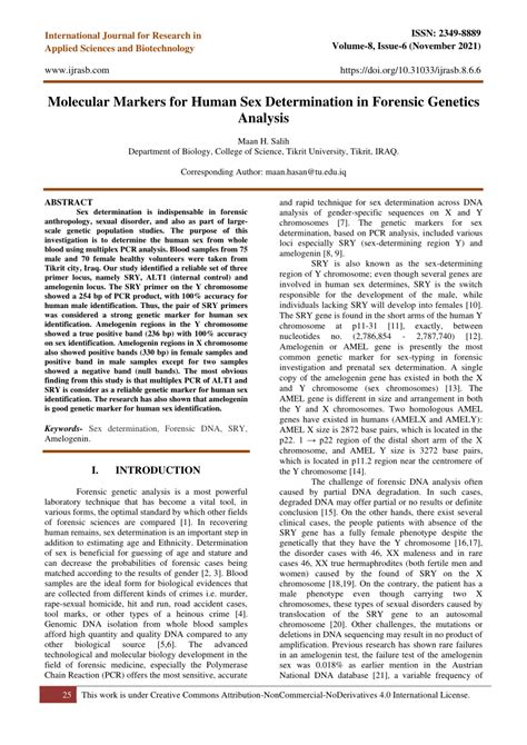 Pdf Molecular Markers For Human Sex Determination In Forensic