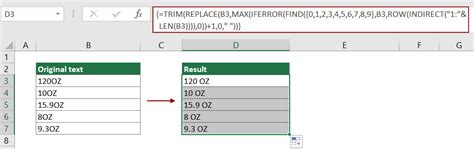 add space between number and text in a cell in excel