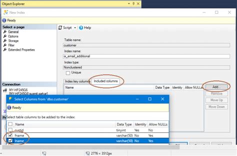 sql server index with included columns sql server tutorial