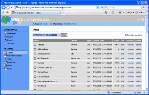 web based database administration for sql server