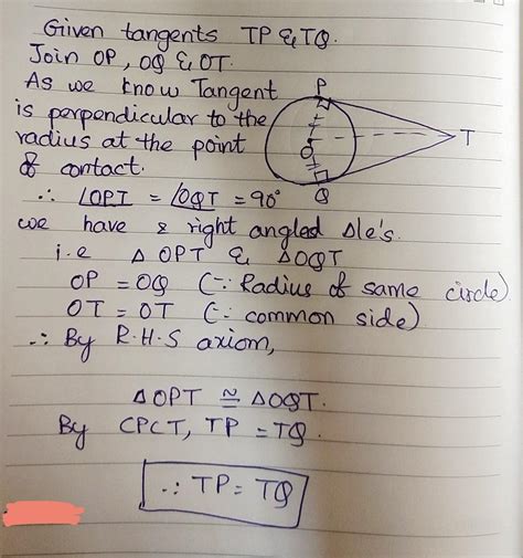Two Tangents Tp And Tq Are Drawn To A Circle With Centre O From An