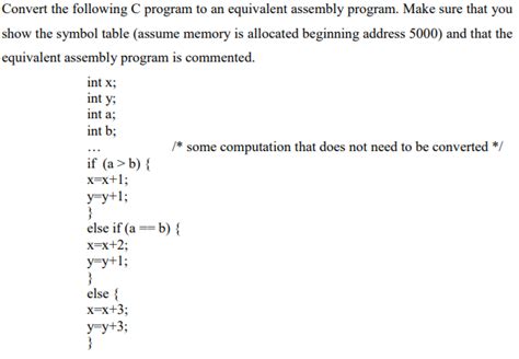 solved convert the following c program to an equivalent