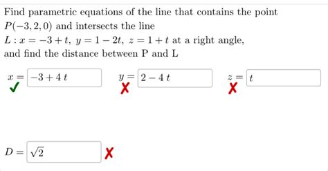 Solved Find Parametric Equations Of The Line That Contains The Point P