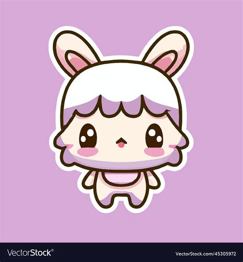 Cute Rabbit Rabbit Kawaii Chibi Drawing Style Vector Image