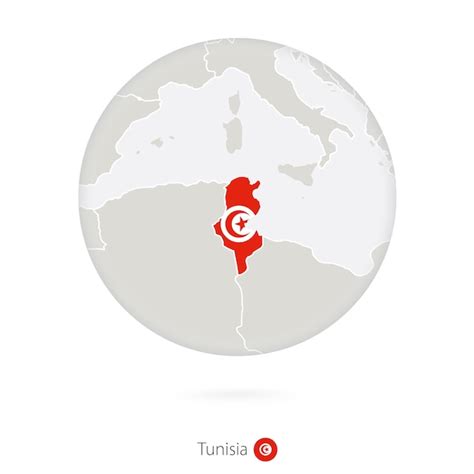 Premium Vector Map Of Tunisia And National Flag In A Circle Tunisia