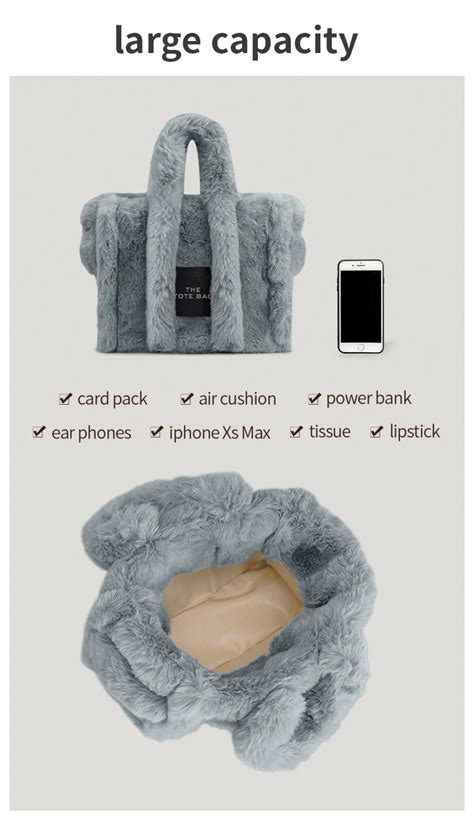 Wholesale Minimalist Design Fluffy Warmer Faux Fur Tote Bag For Women