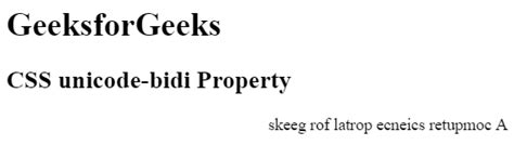 css unicode bidi property geeksforgeeks