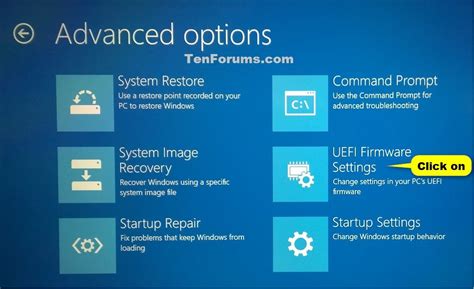 uefi firmware settings boot to from inside windows 10