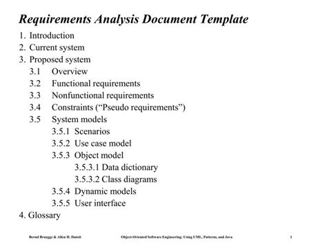 printable ppt requirements analysis document template
