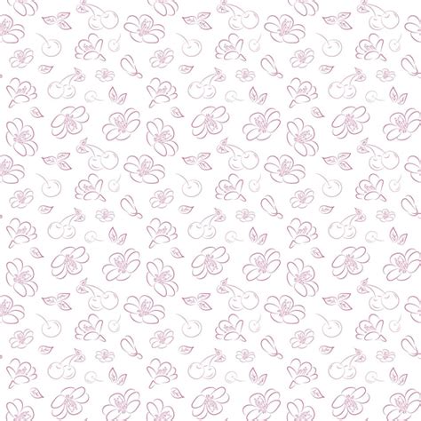 Patrón Floral De Flor De Cerezo Sin Costuras Dibujado A Mano En Estilo