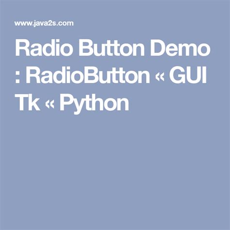 radio button demo radiobutton gui tk python python radio buttons