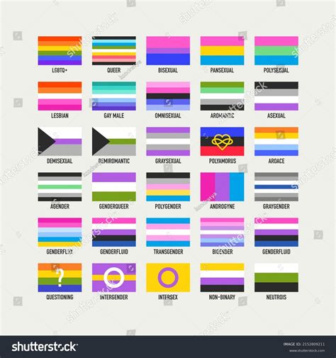 Collection Pride Flags Sexual Gender Identity Stock Vector Royalty