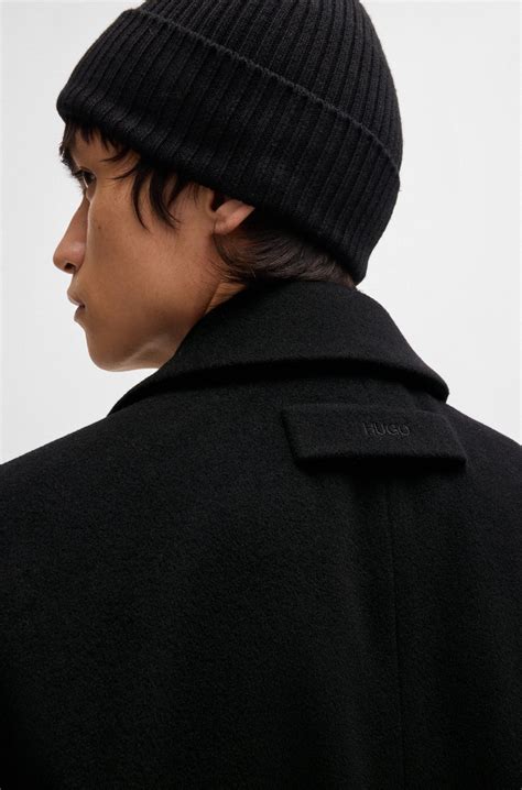 Hugo 울 블렌드 더블 브레스트 코트 블랙