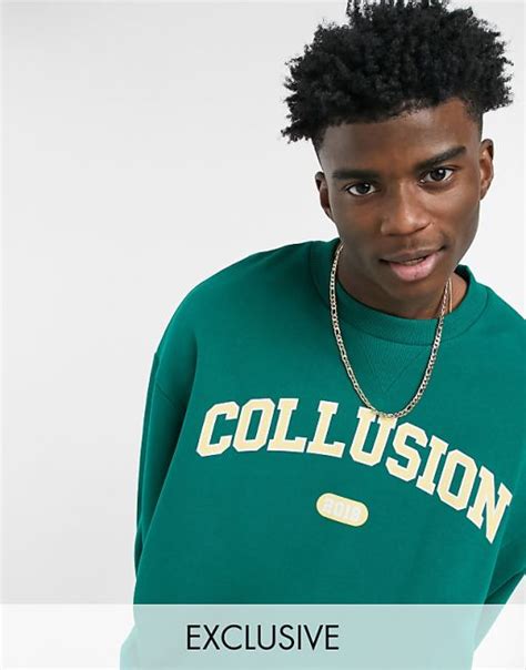 Collusion Oversized Sweatshirt With Collegiate Logo Print Asos