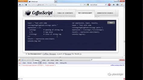 coffeescript using regular expressions and regex syntax pluralsight