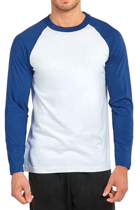 Mens Long Sleeve Baseball T Shirt Raglan Jersey Two Tone Active Tee Ebay