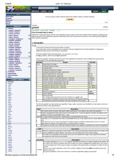 printf c reference integer computer science parameter