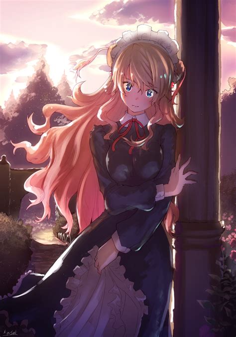 Safebooru 1girl Alicia Kagawa Yuusaku Apron Blonde Hair Blue Eyes