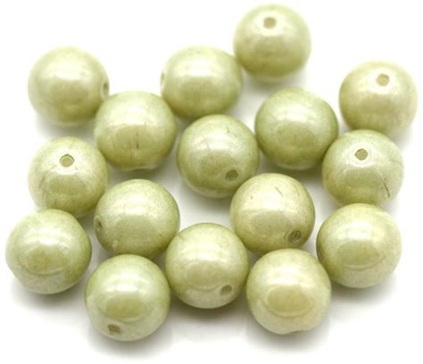 16pc 8mm Czech Pressed Glass Druk Round Beads Alabaster Sage Green
