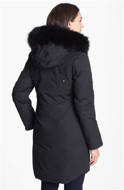 Moose Knuckles Stirling Down Parka With Genuine Fox Fur Trim Black
