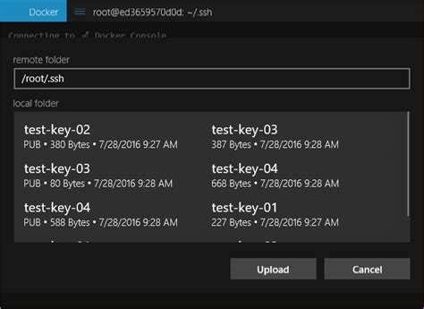 sharing token2shell private keys for ssh with docker console choung networks