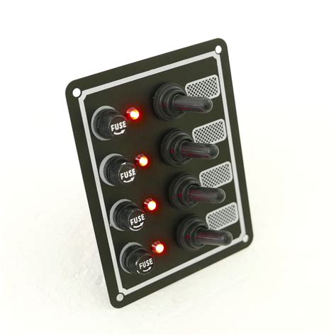 Switch Panel With Fuse And Toggle Switch 4 Gang 12v
