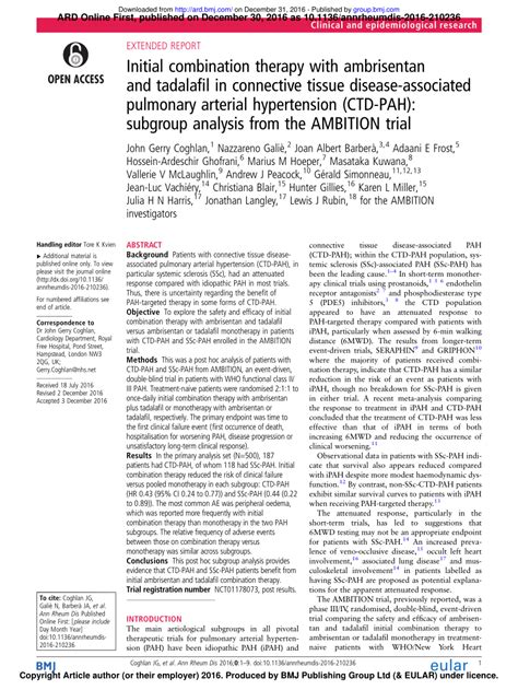 Pdf Initial Combination Therapy With Ambrisentan And Tadalafil In