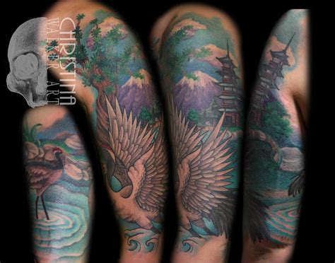 Crane Half Sleeve By Christina Walker Tattoonow