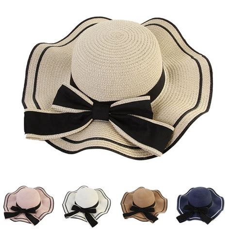Travelwant Womens Sun Straw Hat Big Brim Hat Bowknot Summer Hat