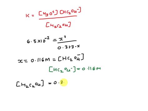 Calculate The Concentrations Of H2c2o4 Hc2o4 C2o4 2 And H Ions In