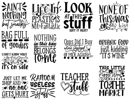 Tote Bag Svg Bundle Funny Shopping Bag Quotes Svg Cricut Etsy Uk