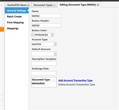 sambapos hangs while adding a new document type account v5 issue