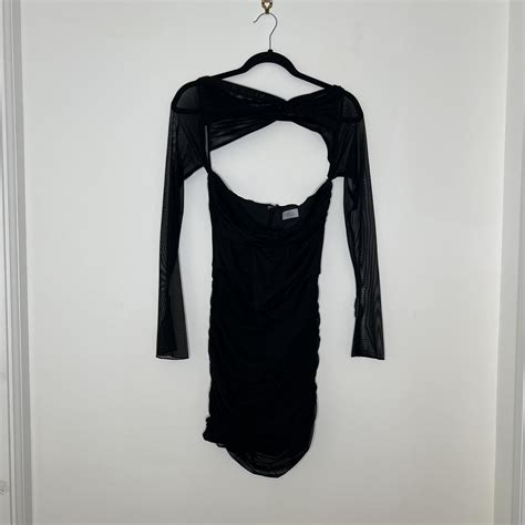 Long Sleeved Ruched Mini Dress In Black Oh Polly Depop