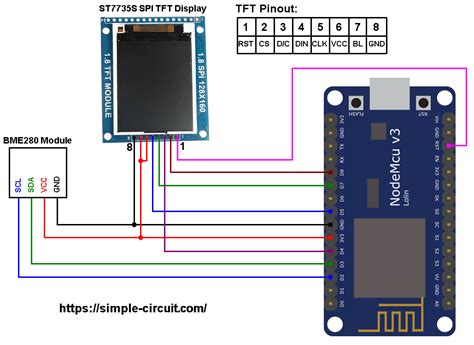 interfacing nodemcu with bme280 sensor and st7735 tft