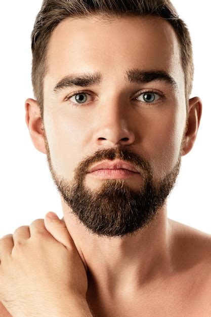 Premium Photo Portrait Of Young And Handsome Bearded Man With Smooth
