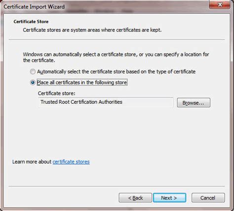 importing the server certificate