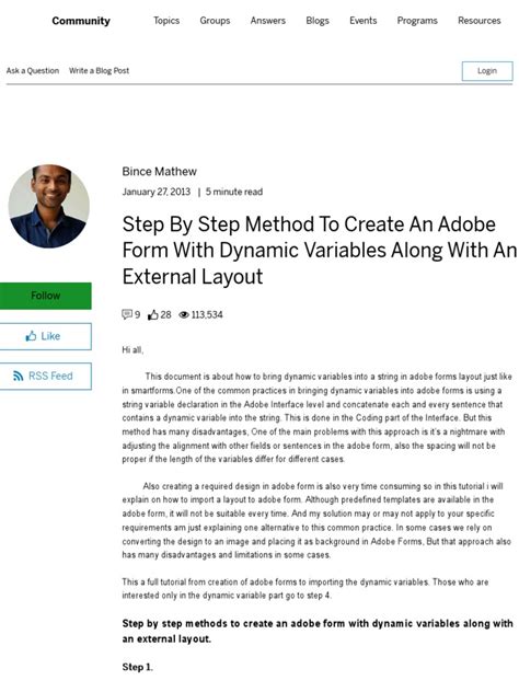 step by step method to create an adobe form with dynamic variables